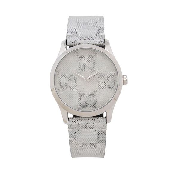Gucci | Accessories | Gucci Stainless Steel Gg Hologram Leather ...